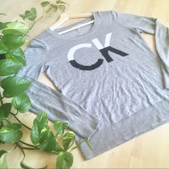 Calvin Klein | Sweaters | Calvin Klein Ck Logo Light Sequin Grey ...